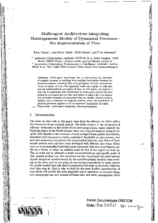 (PDF) Multi-agent Architecture Integrating Heterogeneous Models of Dynamical Processes: The ...