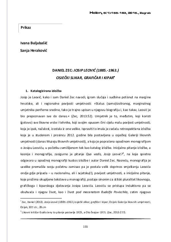 (PDF) Daniel Zec: Josip Leović (1885.-1963.) osječki slikar, grafičar i ...
