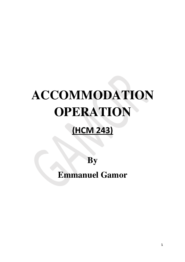 (PDF) Accommodation Operation-Lesson 1 (Supplementary Notes)