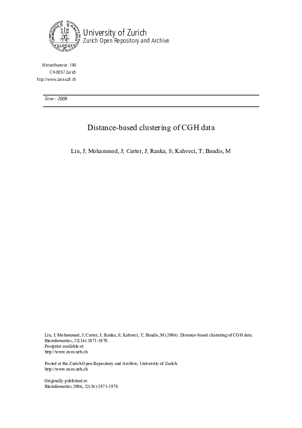 (PDF) Distance-based clustering of CGH data