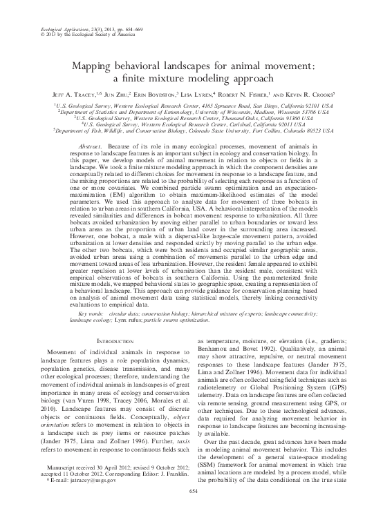 (PDF) Mapping behavioral landscapes for animal movement: a finite ...