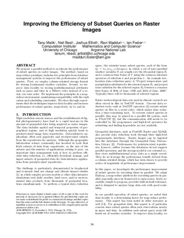(PDF) Improving the efficiency of subset queries on raster images