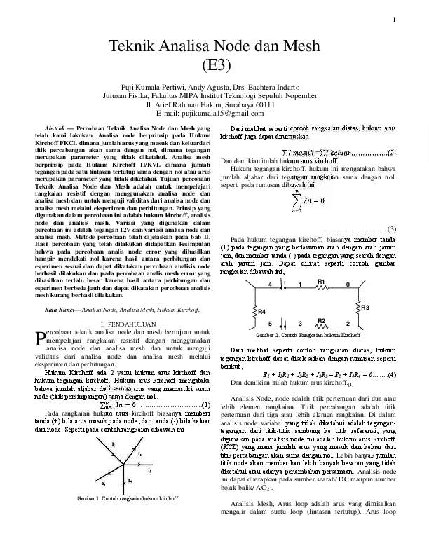 TEKNIK ANALISA NODE DAN MESH