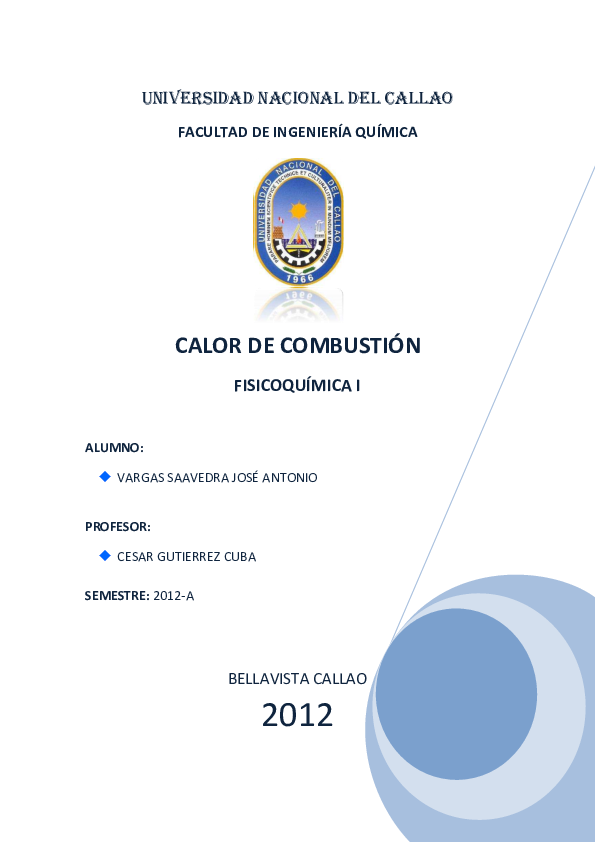 (PDF) Calor de combustion.