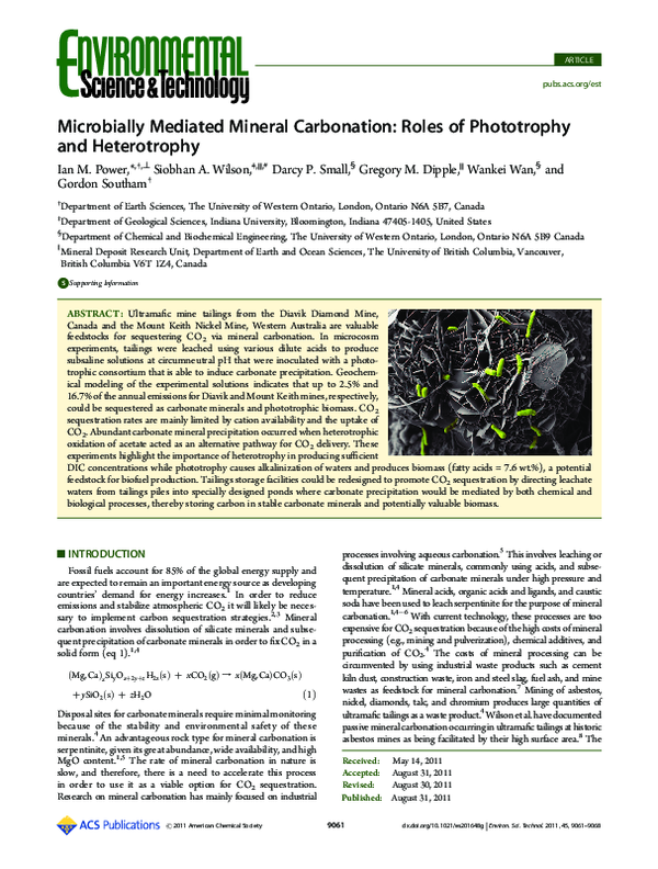 (PDF) Microbially Mediated Mineral Carbonation: Roles of Phototrophy ...