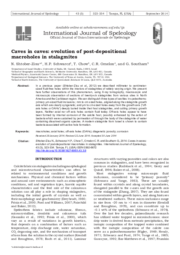 (PDF) Caves in caves: evolution of post-depositional macroholes in ...