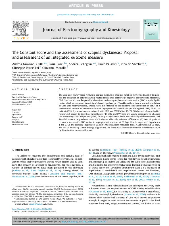 (PDF) The constant score and the assessment of scapula dyskinesis ...