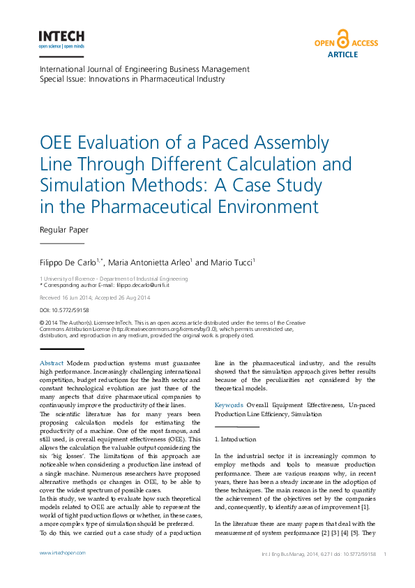 (PDF) OEE Evaluation of a Paced Assembly Line Through Different ...