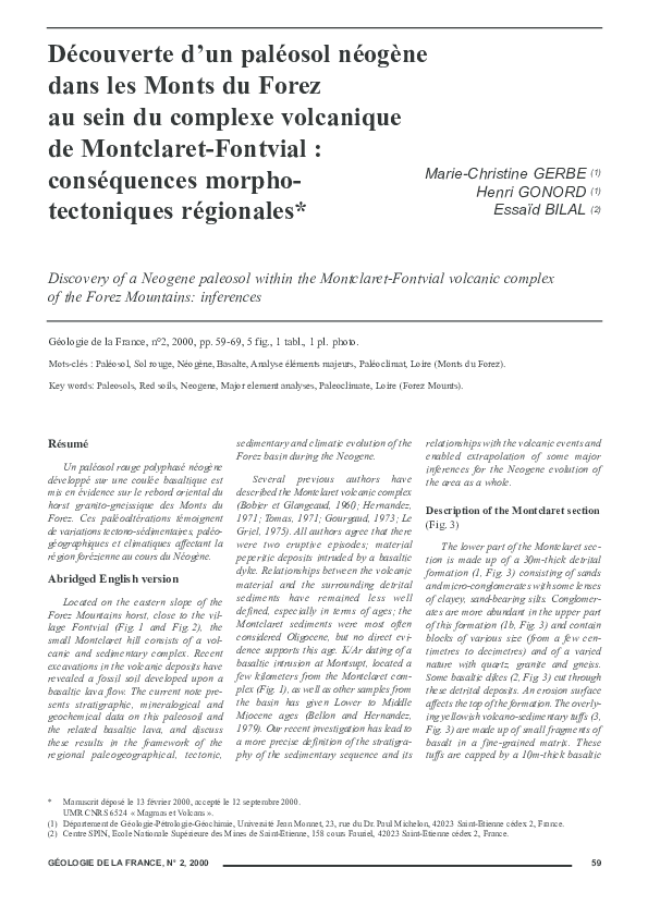 (PDF) Discovery of a Neogene paleosol within the Montclaret-Fontvial ...