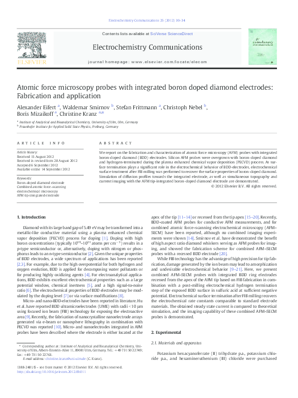 (PDF) Atomic force microscopy probes with integrated boron doped ...