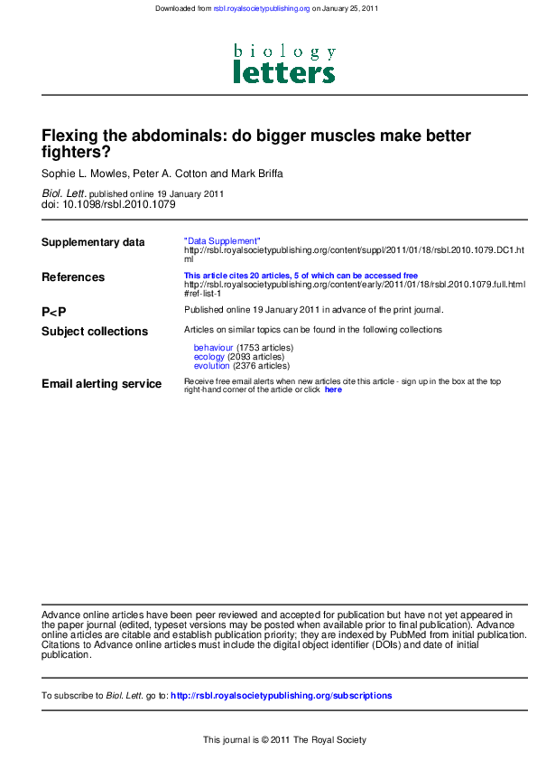 (PDF) Flexing the abdominals: do bigger muscles make better fighters?