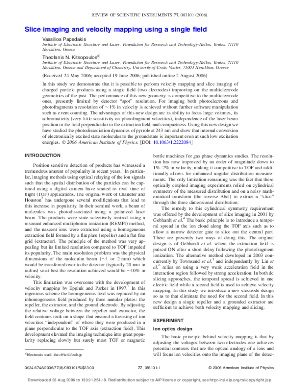 (PDF) Slice imaging and velocity mapping using a single field