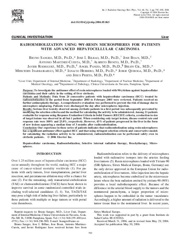 (PDF) Radioembolization using 90Y-resin microspheres for patients with advanced hepatocellular ...