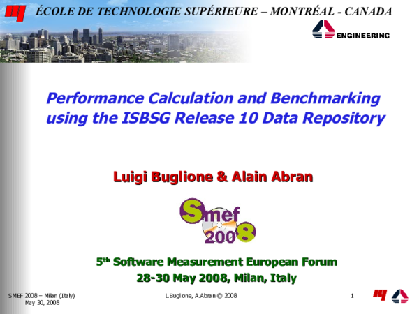 (PDF) Performance Calculation and Benchmarking using the ISBSG Release 10 Data Repository