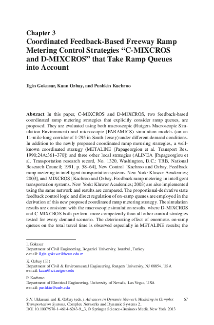 (PDF) Coordinated Feedback-Based Freeway Ramp Metering Control ...