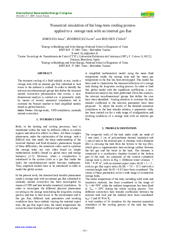 (PDF) Numerical simulation of the long-term cooling process applied to a storage tank with an ...