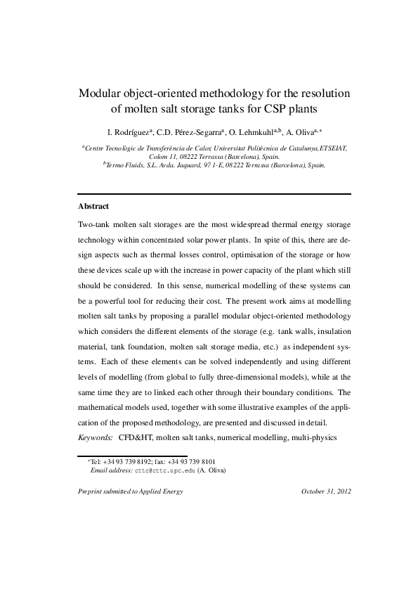 (PDF) Modular object-oriented methodology for the resolution of molten salt storage tanks for ...