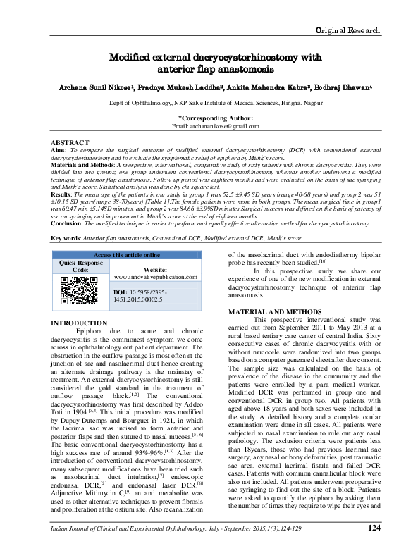 (PDF) Modified external dacryocystorhinostomy with anterior flap ...