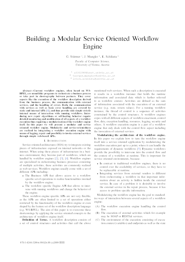 Pdf Building A Modular Service Oriented Workflow Engine