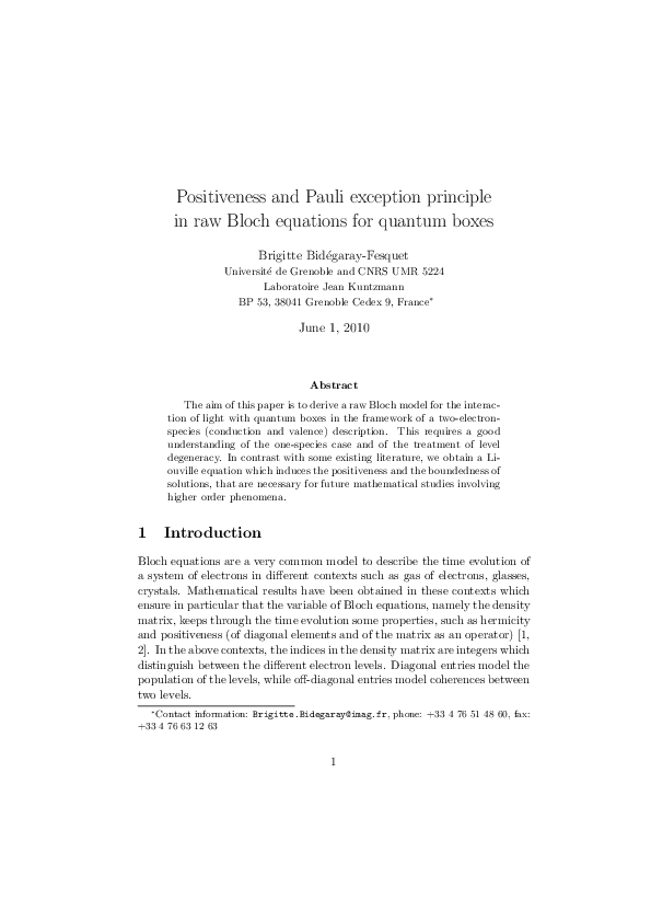 (PDF) Positiveness and Pauli exception principle in raw Bloch equations ...