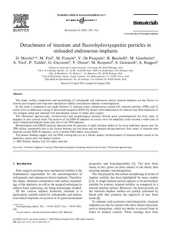 (PDF) Detachment of titanium and fluorohydroxyapatite particles in ...