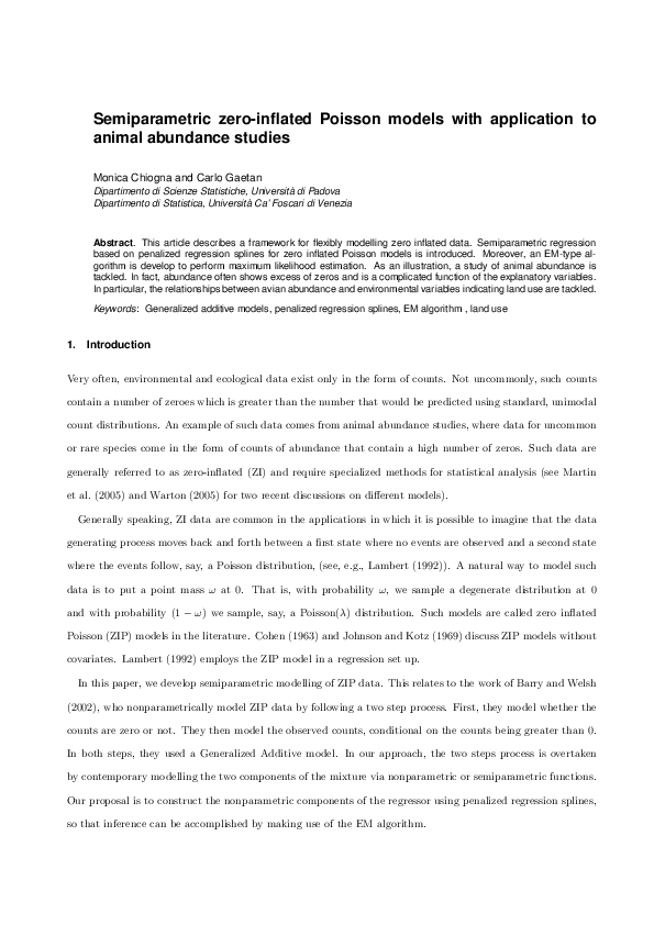 (PDF) Semiparametric zero-inflated Poisson models with application to animal abundance studies