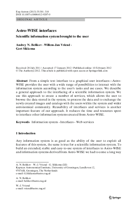 (PDF) Astro-WISE interfaces