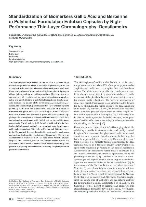 (PDF) Standardization of Biomarkers Gallic Acid and Berberine in ...