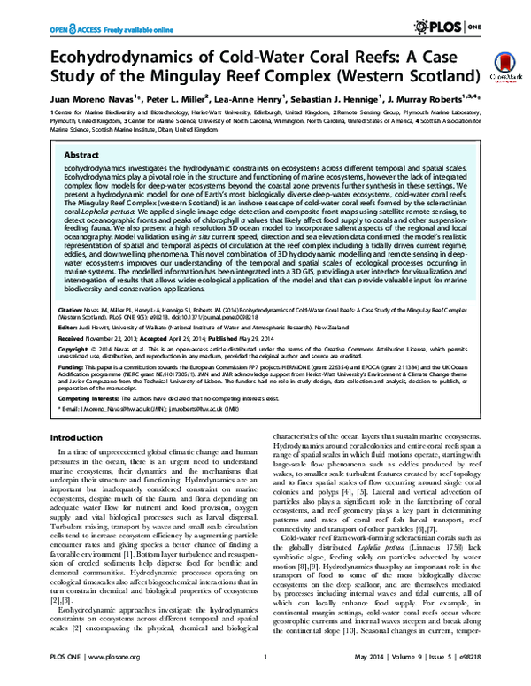 (PDF) Ecohydrodynamics of Cold-Water Coral Reefs: A Case Study of the ...