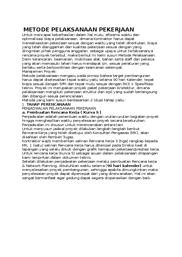 (DOC) METODE PELAKSANAAN PEKERJAAN