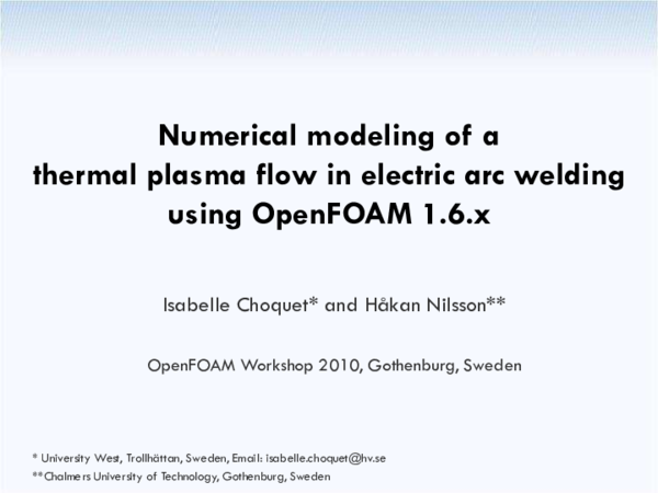 (PDF) Numerical modeling of a thermal plasma flow in electric arc ...
