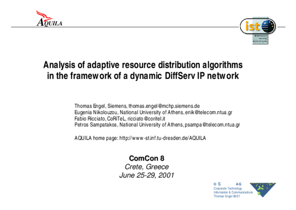 Pdf Analysis Of Adaptive Resource Distribution Algorithms In The Framework Of A Dynamic