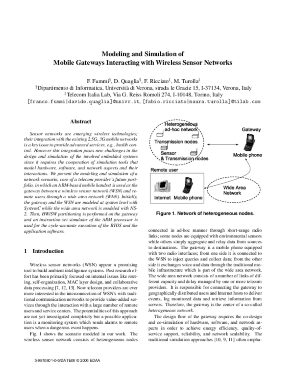 (PDF) Modeling and simulation of mobile gateways interacting with wireless sensor networks ...