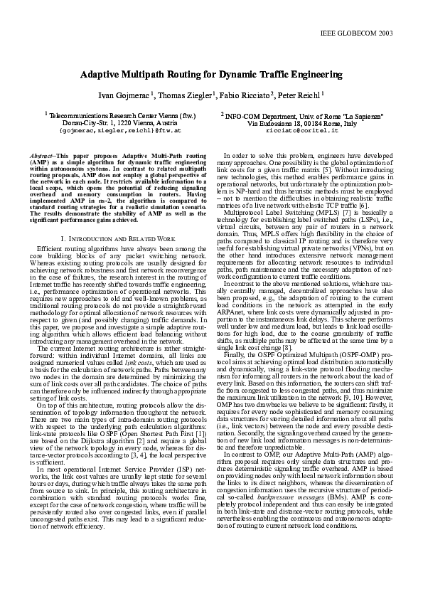 Pdf Adaptive Multipath Routing For Dynamic Traffic Engineering 9125
