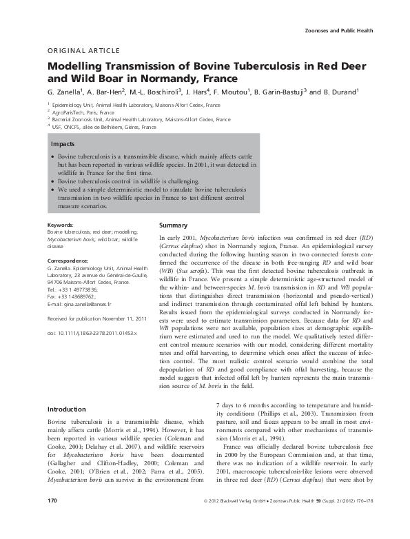 (PDF) Modelling Transmission of Bovine Tuberculosis in Red Deer and ...