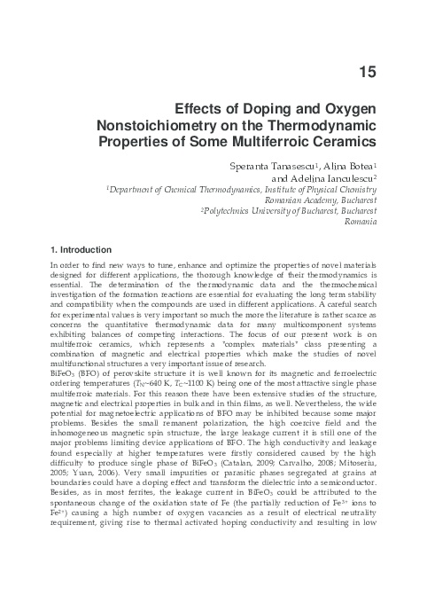 (PDF) Effects of Doping and Oxygen Nonstoichiometry on the Thermodynamic Properties of Some ...