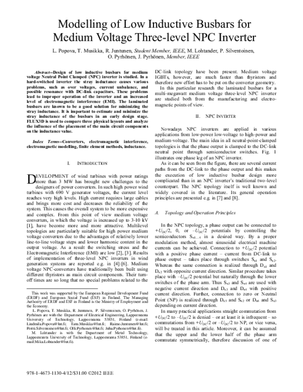 (PDF) Modelling of low inductive busbars for medium voltage three-level ...