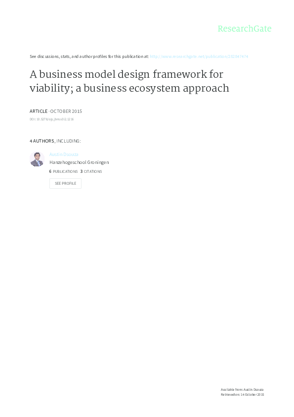 (PDF) A business model design framework for viability; a business ...