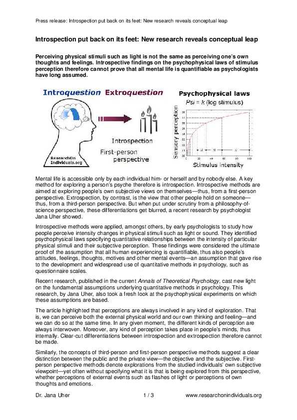 (PDF) Introspection put back on its feet: New research reveals ...