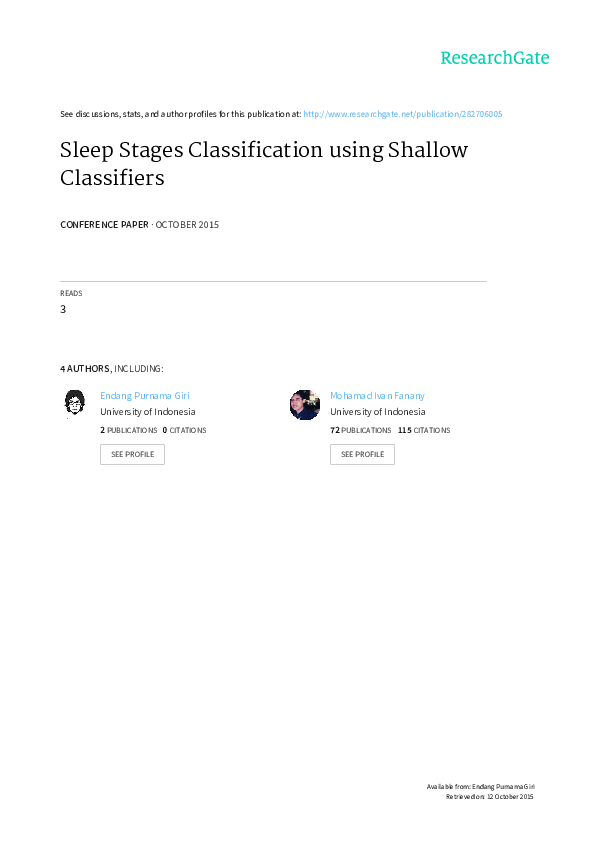 (PDF) Sleep Stages Classification using Shallow Classifiers