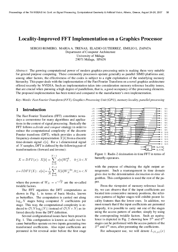 (PDF) Locality-Improved FFT Implementation on a Graphics Processor