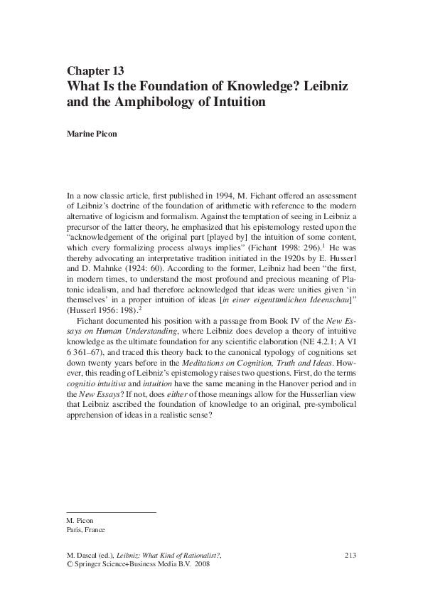 (PDF) What is the Foundation of Knowledge ? Leibniz and the Amphibology ...