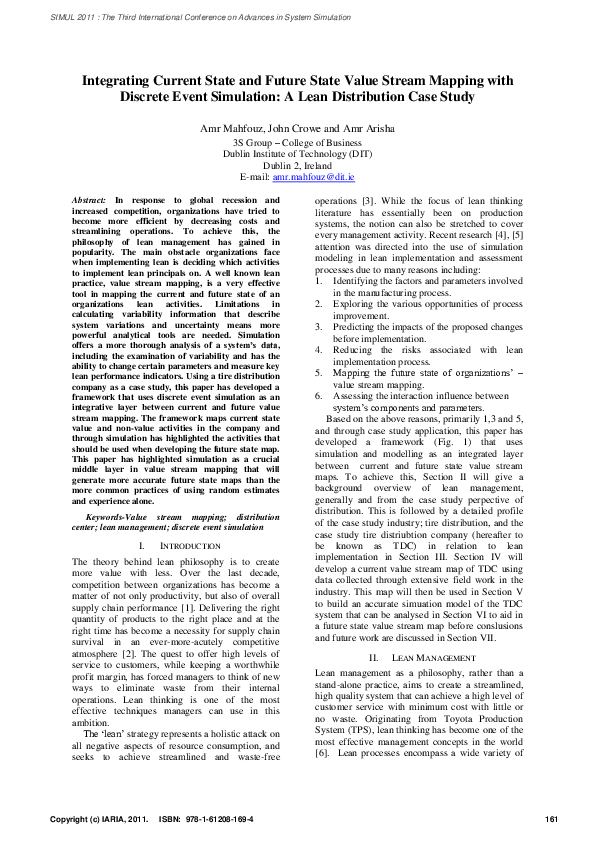 (PDF) Integrating Current State and Future State Value Stream Mapping with Discrete Event ...