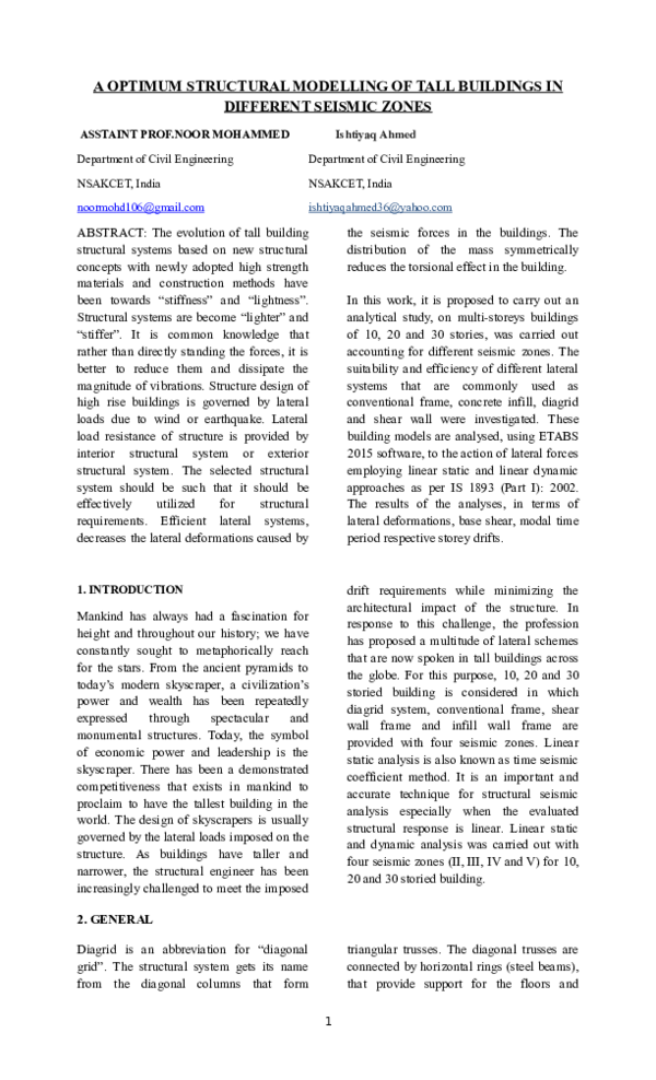 (DOC) A OPTIMUM STRUCTURAL MODELLING OF TALL BUILDINGS IN DIFFERENT ...