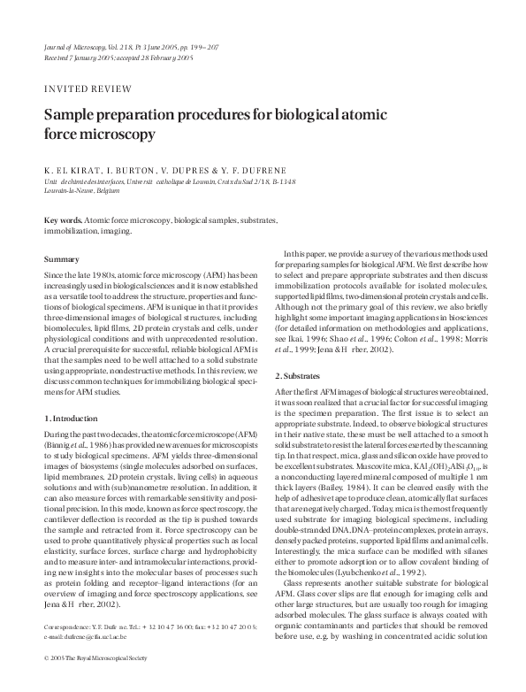 (PDF) Sample preparation procedures for biological atomic force microscopy