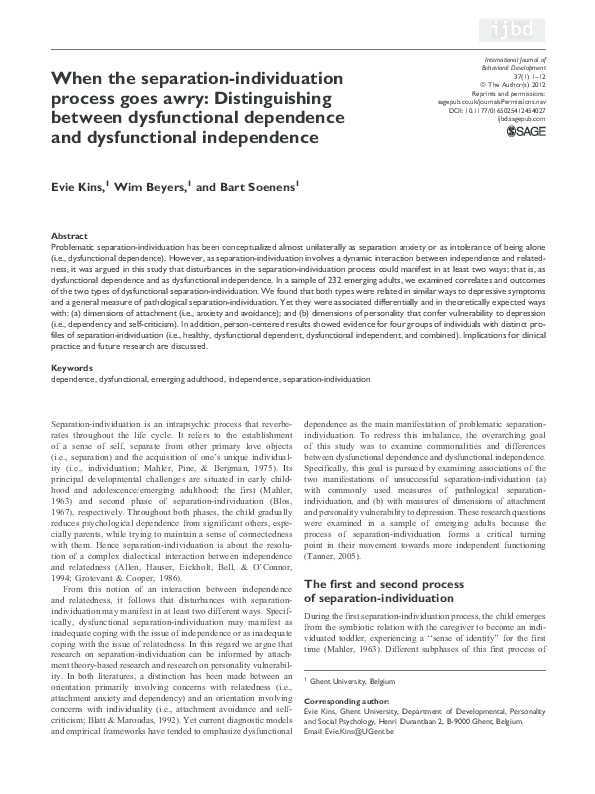 (PDF) When the separation-individuation process goes awry ...