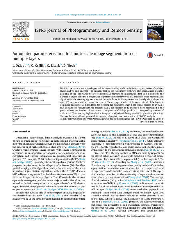 (PDF) Automated parameterisation for multi-scale image segmentation on multiple layers