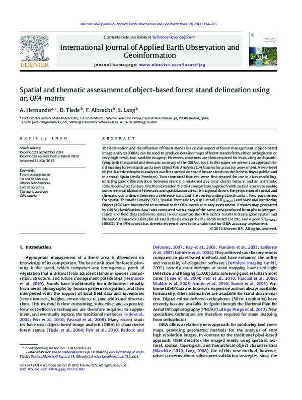 Pdf Spatial And Thematic Assessment Of Object Based Forest Stand Delineation Using An Ofa Matrix