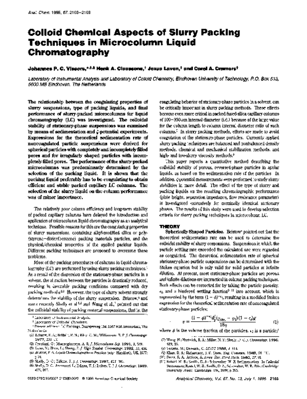 (PDF) Colloid Chemical Aspects of Slurry Packing Techniques in ...