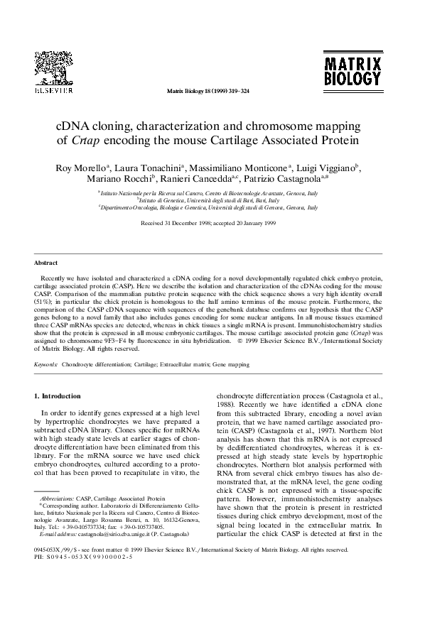 (PDF) cDNA cloning, characterization and chromosome mapping of the gene encoding human cartilage ...